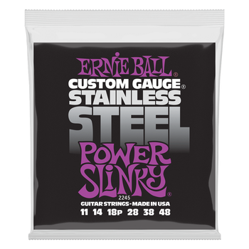 Ernie Ball Custom Gauge Stainless Steel Guitar Strings - Power Slinky ...